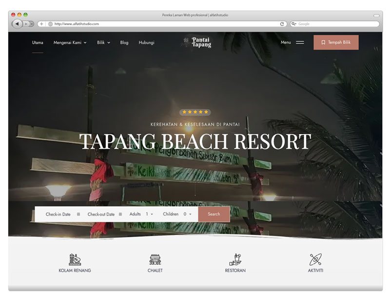 Website Pantai Tapang Beach Resort | alfatihstudio